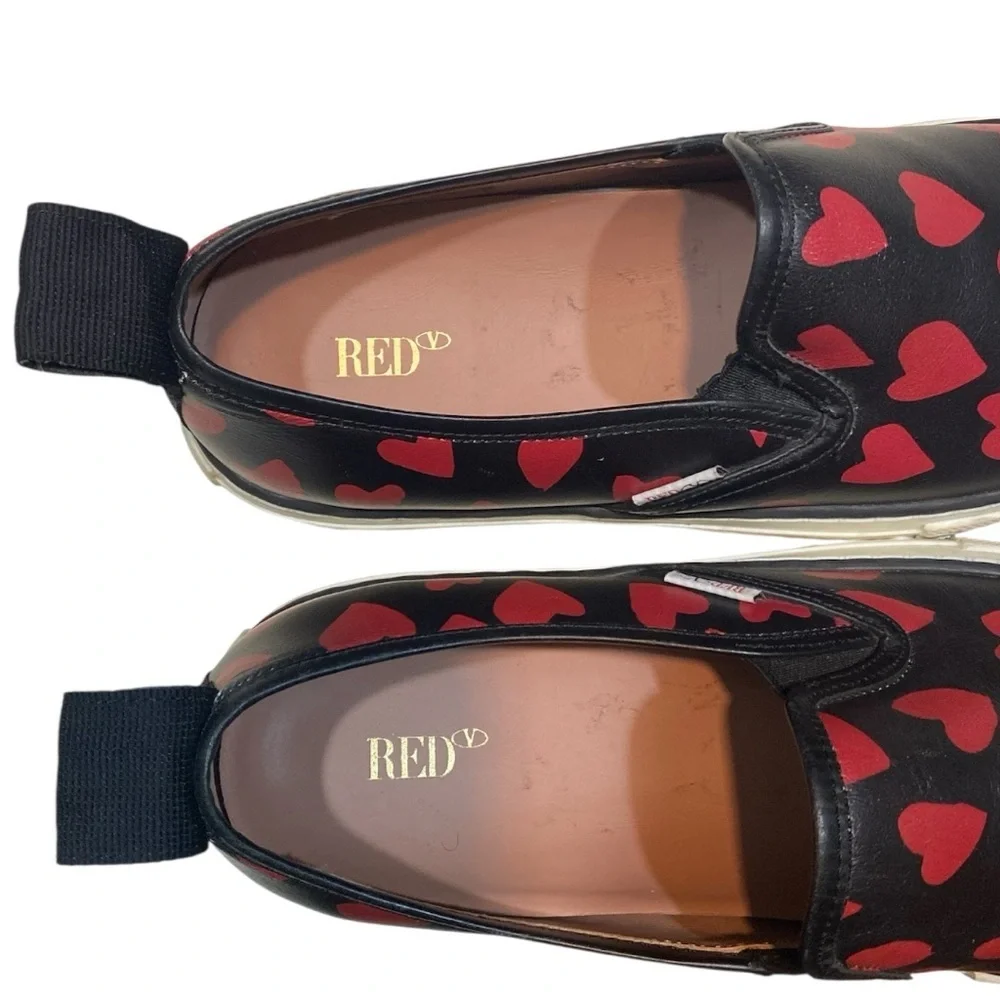 RED Valentino | Shoes | Red Valentino Black And Red Heart Slipons ...